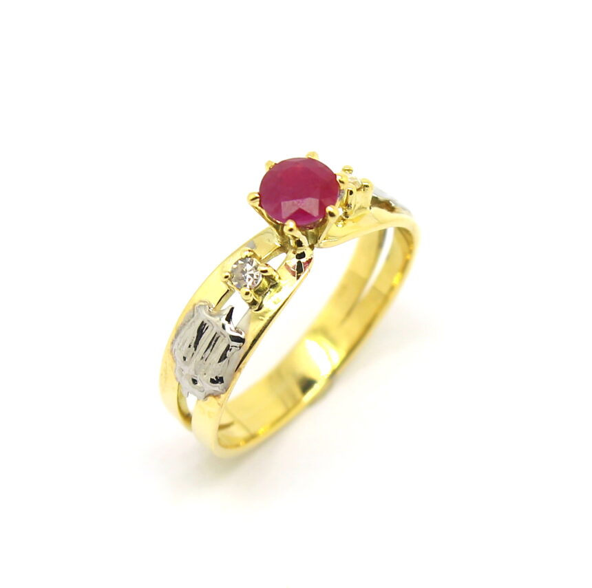 Anel De Formatura Direito Rubi E Diamantes Ouro 18k 750 Marcio Joalheiros
